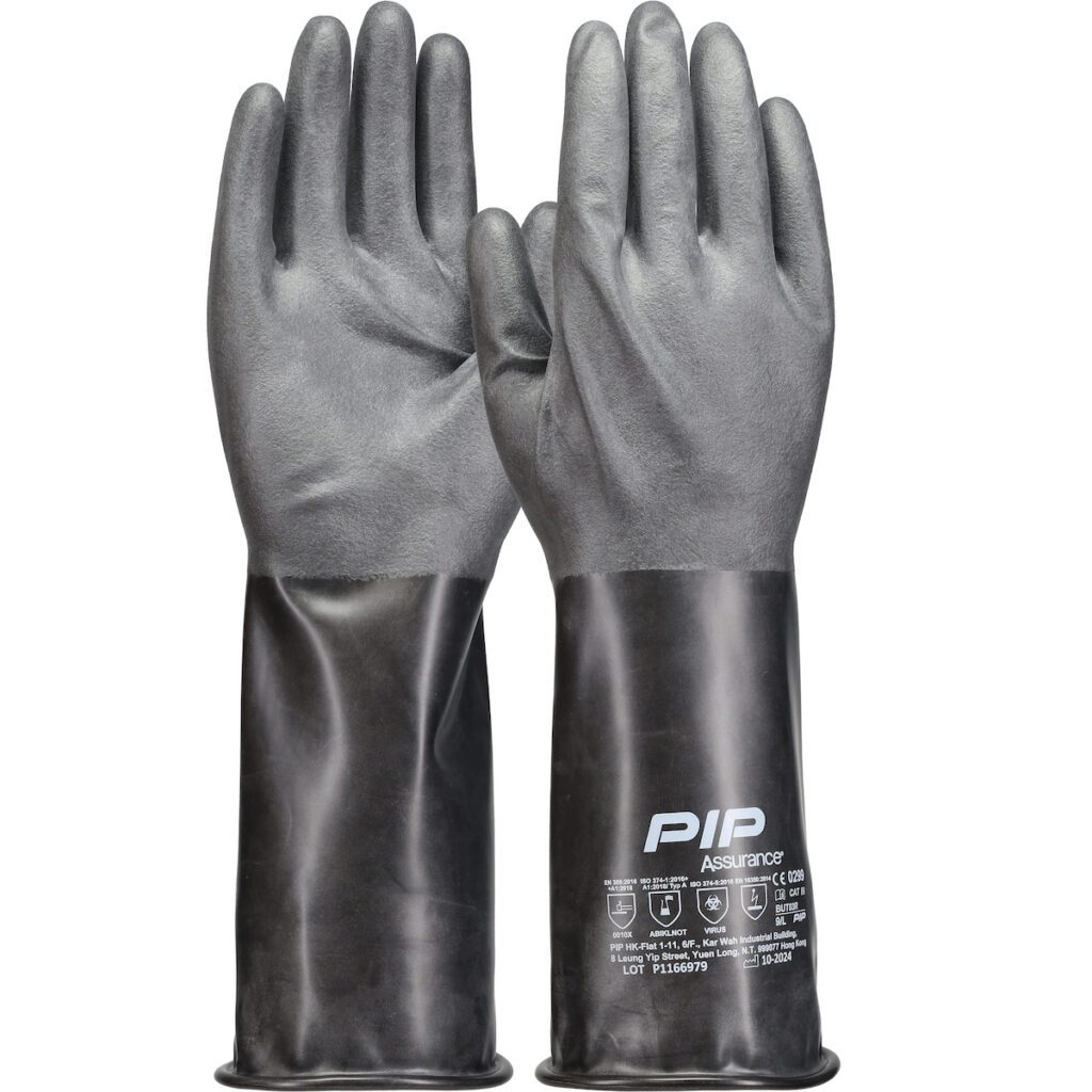 PIP 12 Mil Butyl Rubber Glove with Rough Grip-14" - Columbus Supply